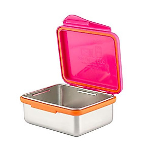 Kid Basix Safe Snacker Reusable Stainless Steel Lunchbox for Kids and Adults Reusable Food Container BPA Free Dishwasher Safe Fuchsia 13 oz