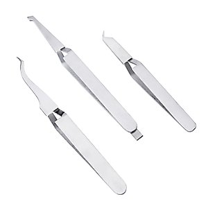 ANNWAH 3 Pieces Dental Reverse Action Tweezers - Orthodontic Bracket Placer Cross Locking Tweezer Dental Buccal Tube Tweezer De Bonding Tweezers