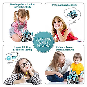 PinkBee Robot Toys Building Blocks Set 3-in-1 APP Remote Control Truck Tank Stem Projects Science Kits for Kids 6 7 8 9 10 Age 8-12 Year Old Boys Compatible with Lego (398 Pcs)