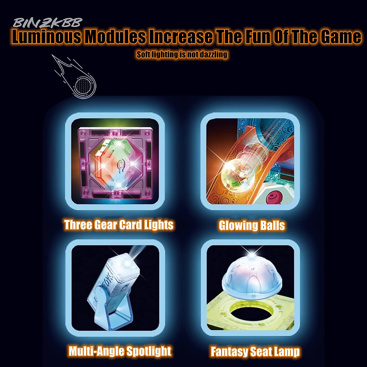 BINZKBB Light Magnetic Tiles Building Blocks for Kids,3D Clear Educational STEM Building Toys,Magnetic Marble Run Blocks Toys for Kids Ages 3 4 5 6 7 8 10+Year Old Boys Girls Creative Gift(110 PCS)