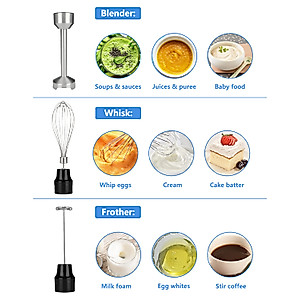 Amateys Immersion Blender Handheld,700W Hand Mixer Infinitely Variable Speeds,Multi-function Stainless Steel Stick Electric Kitchen Smoothie Blender with Detachable Whisk, Milk Frother,for Soup Puree