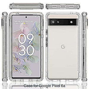 Dzxouui for Google 6A Case with [2 Pack] Screen Protector, Pixel 6A Case, Heavy Duty Shockproof Bumper Full Body Transparent Soft TPU Protection Cover Phone Cases for Google Pixel 6A, Clear