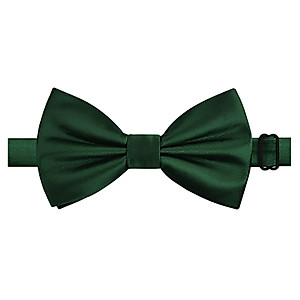 Alizeal Mens Prom Bow Tie, Handkerchief and Cummerbund Set (Solid Dark Green)