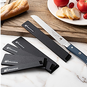 Restaurantware Sensei 10 x 1.5 Inch Knife Sleeve, 1 BPA-Free Knife Protector - Fits Bread Knife, Felt Lining, Black Plastic Knife Blade Guard, Durable, Cut-Proof