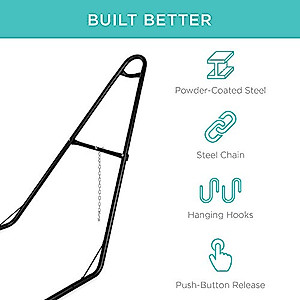 Best Choice Products 450lb Weight Capacity Adjustable Portable Hammock Stand, Outdoor Patio Weather-Resistant Steel for 9-14ft Hammocks w/Hanging Hooks, Powder-Coated Finish, Carrying Bag
