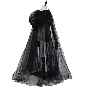 Ghost Costume Haunted Hooded Cape Costume Black Capes for Women Bride Hooded Cape Cloak 59.06 IN (Black)