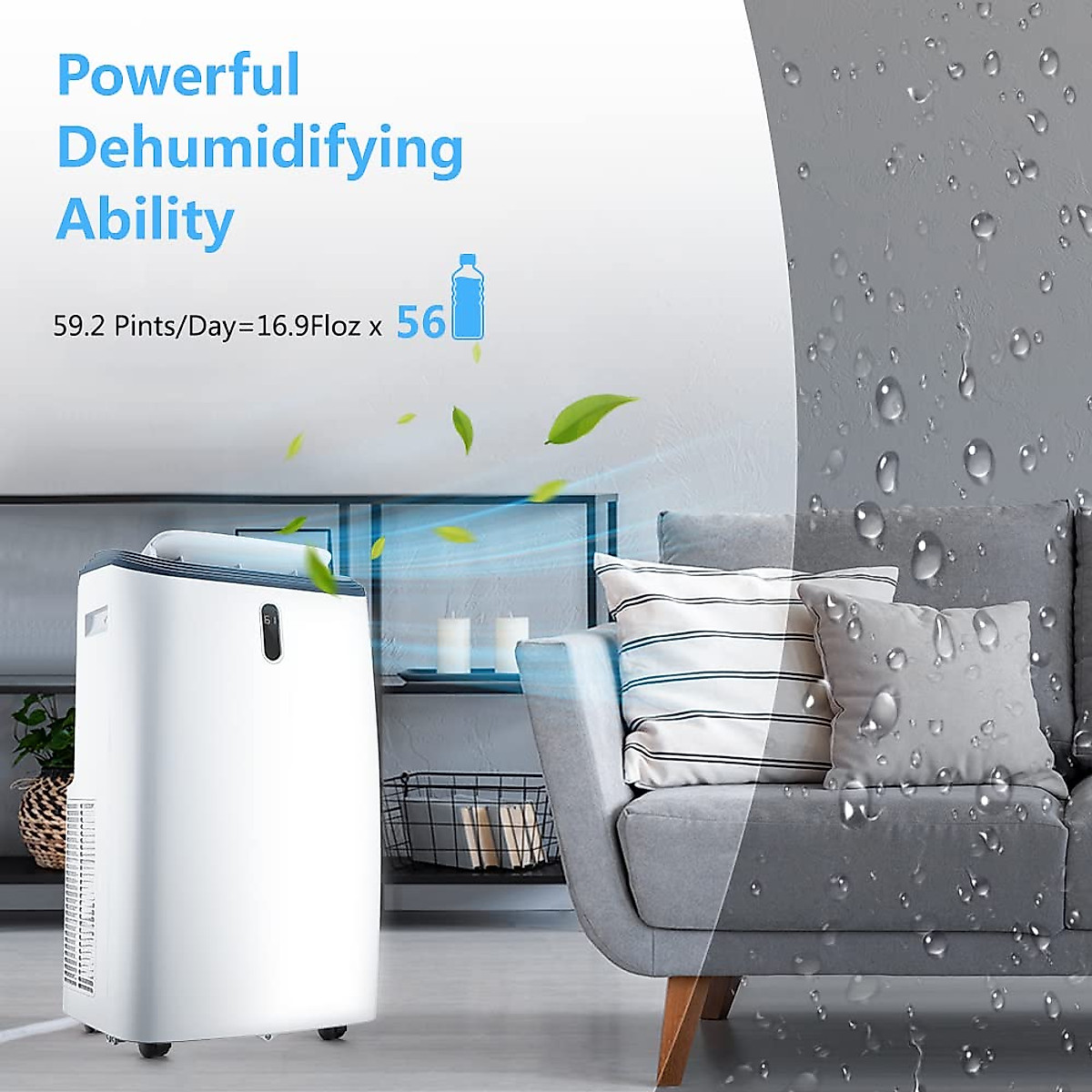 Portable Air Conditioner - Rintuf 12000 BTU Portable AC, Cools Rooms up to 550 Sq.ft, Also as Dehumidifier & Fan & Smart Timer, with Handy Remote, Washable Filter, Universal Wheels, Window Kit