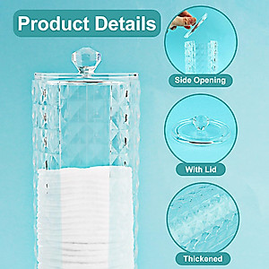 Serveyou Bathroom Cup Dispenser,Mouthwash Cup Holder,Transparent Round Cotton Cotton Storage Tube with Cover,Acrylic PS Plastic Side Opening High Toughness for Bathroom Makeup Organizer