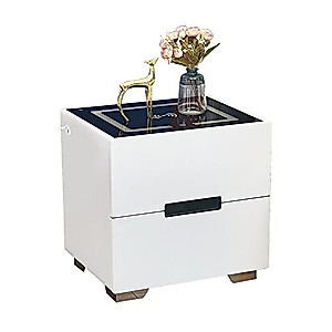 HIGOH Bedside Table Charging Intelligent Bedside Table Multifunctional LED Lamp Bedside Table