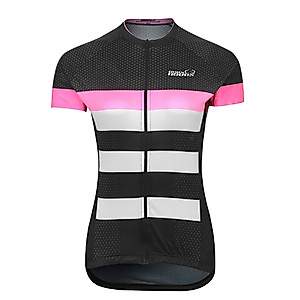 Deux Roues Premium Women's Cycling Jersey and Bib Tights Kit (Pink Jersey, X-Large)