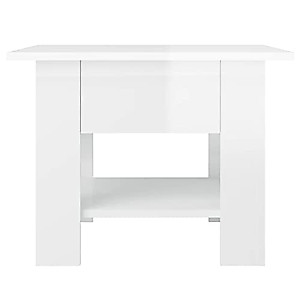 QJBSAVVA Coffee Table High Gloss White 21.7"x21.7"x16.5" Engineered Wood,Floor Standing Table Table for Living Room Cocktail Table Suitable for Meeting Rooms, Reception Rooms, Offices