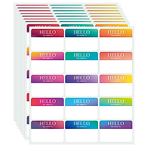 345 Pcs Name Tags Rainbow Sticker, Hello My Name is Stickers 15 Color, Name Tag Stickers, Hello My Name is Name Tag, Name Tags Sticker for School Office Home (3"x2")