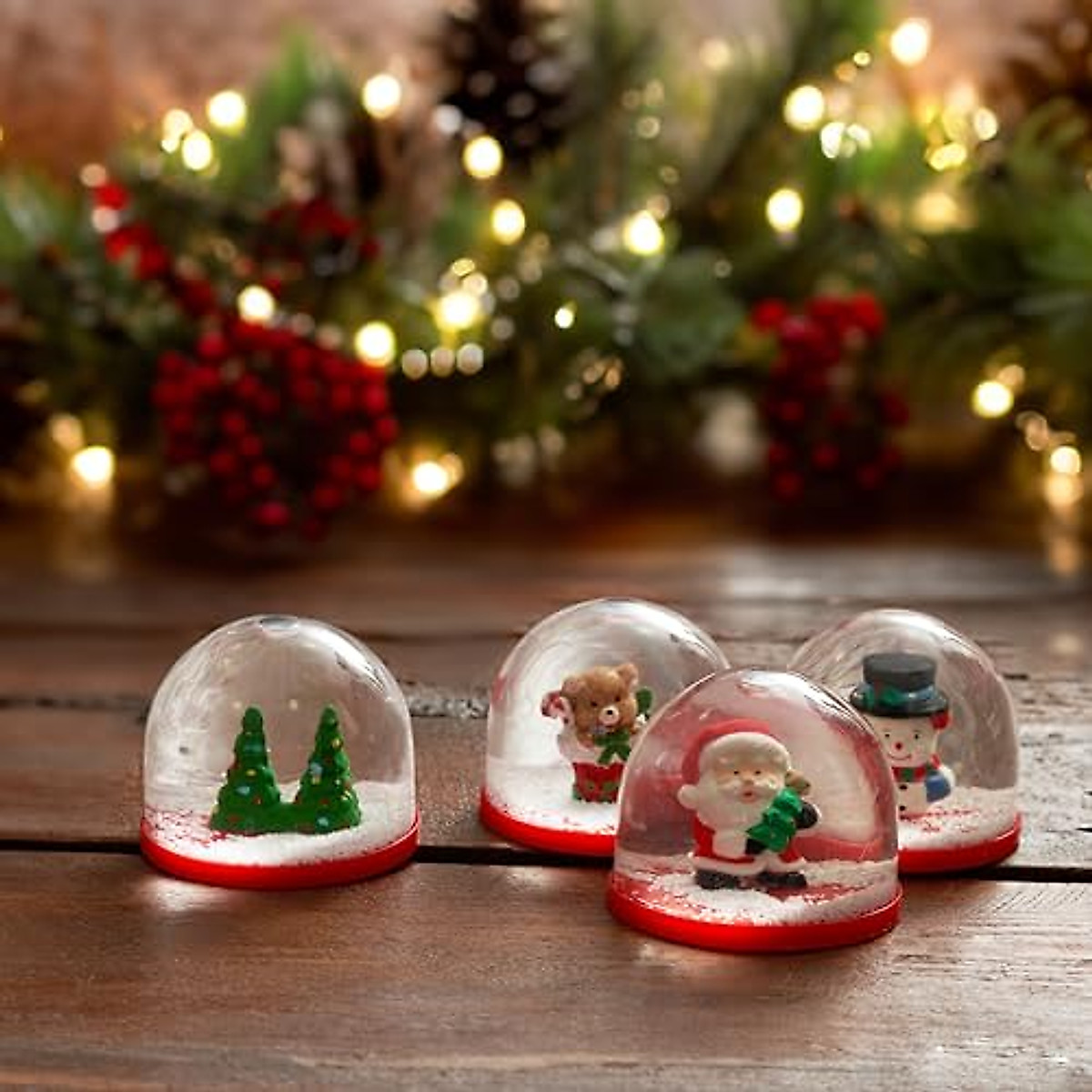 THE TWIDDLERS 4 Mini Christmas Winter Snow Globes for Kids - Gift, Decoration, Xmas Stocking Stuffers, Giveaways