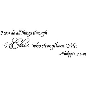 Summerjokes I Can Do All Thing Through Christ Who Strengthens Me Funny Inspiring Wall Sticker Decal Vinyl Sticker, Believe In Family Living Room Office School Classroom Library Gym Art Wall Decoration