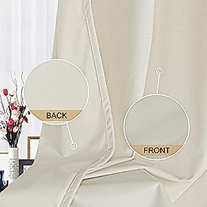 LUSHLEAF 2Panels Ivory Velvet Curtains 84 Inches Blackout Velvet Curtains Panels Thermal Insulated Room Darkening Grommet Window Drapes for for Bedroom/Living Room