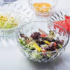 Jucoan 12 Pack 10 oz Mini Glass Bowls, 5 Inch Diamond Cut Glass Prep Bowls, Stackable Glass Salad Bowls for Fruit, Cereal, Candy, Yogurt