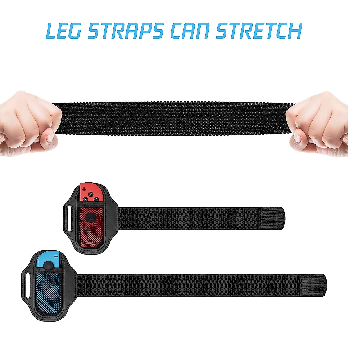 RHOTALL Leg Strap for Nintendo Switch Sports/Ring Fit Adventure, OLED Model Joy Con Controller Game Accessories, Adjustable Elastic Sport Movement Leg Band- 2 Pack