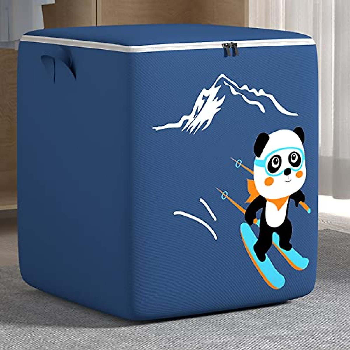 Large Capacity Clothes Quilts Storage Bag, Good Look & Durable Wardrobe Sorting Storage Box Portable Storage Bag Zipper Cup Storage Bag (100L One Piece)