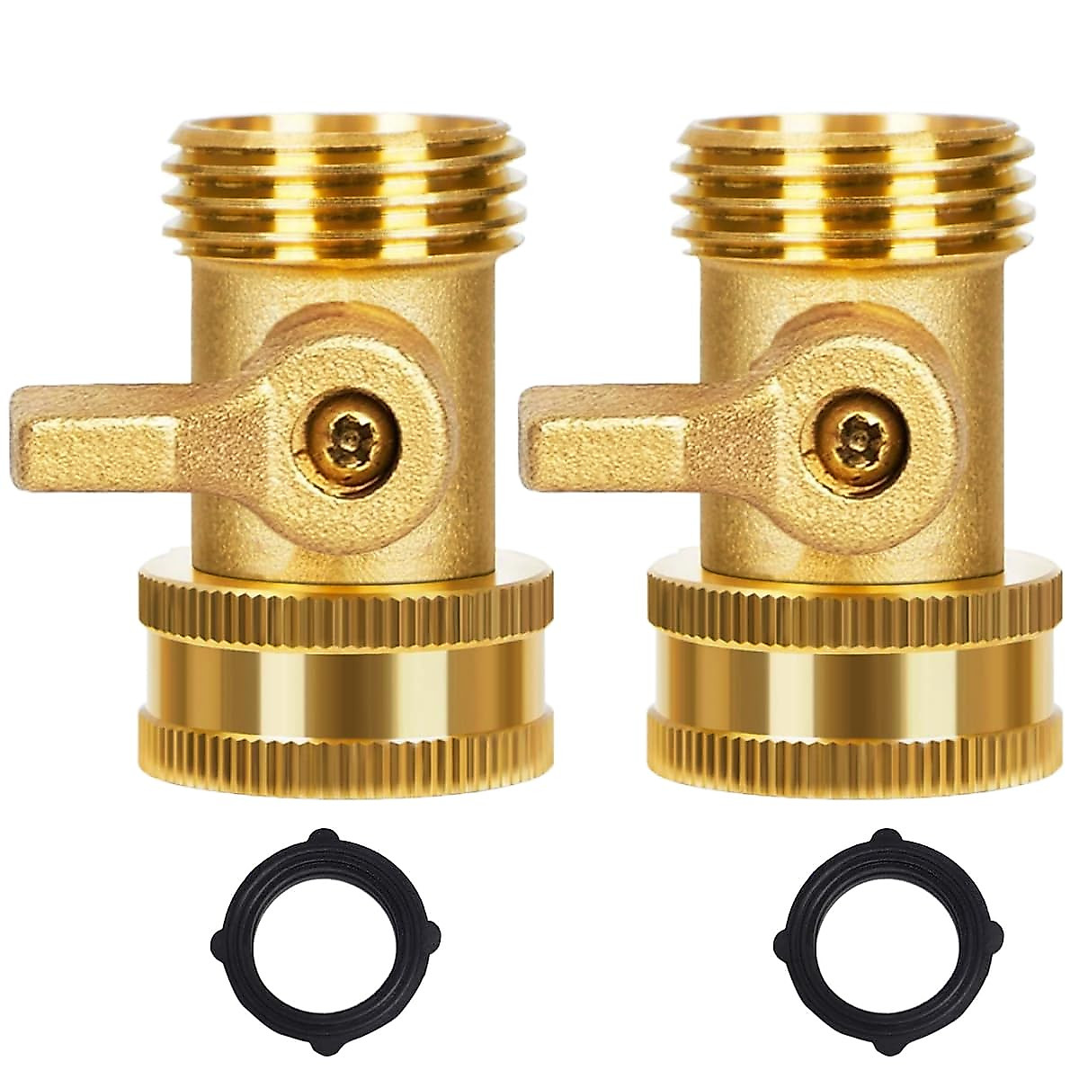 SHOWNEW Heavy Duty Brass Shut Off Valve, 3/4 Inch Solid Brass Garden Hose Valve Water Hose Shut Off Valves, 2 Packs