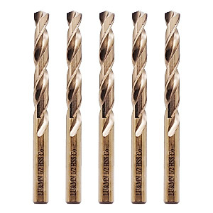 1/2" M35 Cobalt HSS Jobber Length Twist Drill Bit with Straight Shank,Heavy Duty, Pack of 5 PCS, Drilling for Cast Iron, Heat-Treated Steel, Stainless Steel and Other Hard Materials