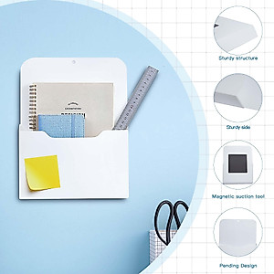 Nisorpa 8 Pack Magnetic File Holder Magnetic File Pocket Refrigerator Storage Pocket Magnetic Label Holders Letter Size Hanging Paper File Organizer for Office Whiteboard Hanging(Large)