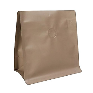 BAAGGNAA 150 Pack High Barrier Stand-Up Coffee Bean Bags with Vented Valve Matte Metallic Ziplock Heat-Sealable & Resealable Solid Color Pouches (Square,5.3 * 5.5 inch,1/4 lb,Light Brown)