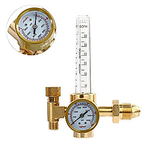 Argon Regulator,Flow Meter Gas Regulator Gauge for Mig Tig Weld,0-25lpm CGA-580 Copper Welding Gas Regulators Accessory