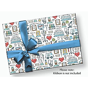 Stesha Party Medical Wrapping Paper for Nurse Gift, Folded Flat 30 x 20 Inch, 3 Sheets