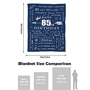 Henazin 85th Birthday Gifts for Women, 85th Birthday Gifts for Men, 85th Birthday Decorations, 85 Birthday Gifts for Men Women Dad Mom Husband Wife Friend, Happy 85 Birthday Throw Blankets 60” X 50”