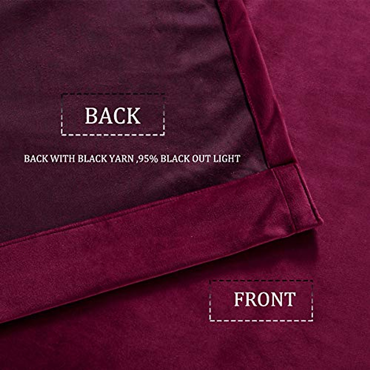 GIGIZAZA Velvet Wine Red Thermal Curtain 63 inch Long,Burgundy Black Out Darkening Curtains for Living Room Bed Room,Set of 2 Panel Light Blocking