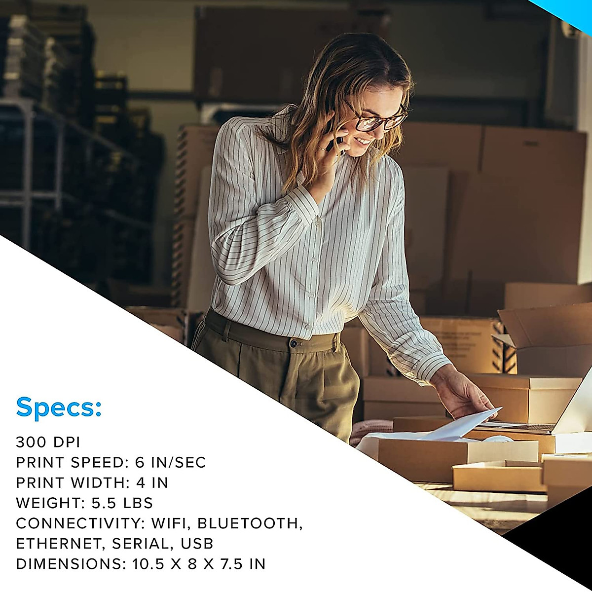 Ybpitt Zebra ZD621 300 DPI Thermal Transfer Desktop and Direct Thermal Printer with Tear Bar, USB, Bluetooth 4.1, Serial, Ethernet Connectivity - 6 IPS, 4.27 Print Width - ZD621T JTTANDS, Gray