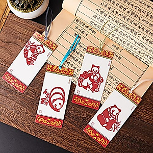 Phineon Literary Bookmarks Vintage Paper Cutting Book Mark Plum Orchid Bamboo Chrysanthemum Zodiac Journey to The West for Teachers Students Kids Boys Girls (Blessing)