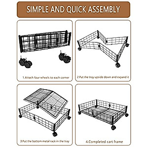 Under Bed Storage with Wheels, Underbed Storage Containers, Foldable Bedroom Storage and Organization with Handles, Underbed Storage Drawer for Shoes, Clothes, Toys, Blankets and Bedding (2 Pack, Black)