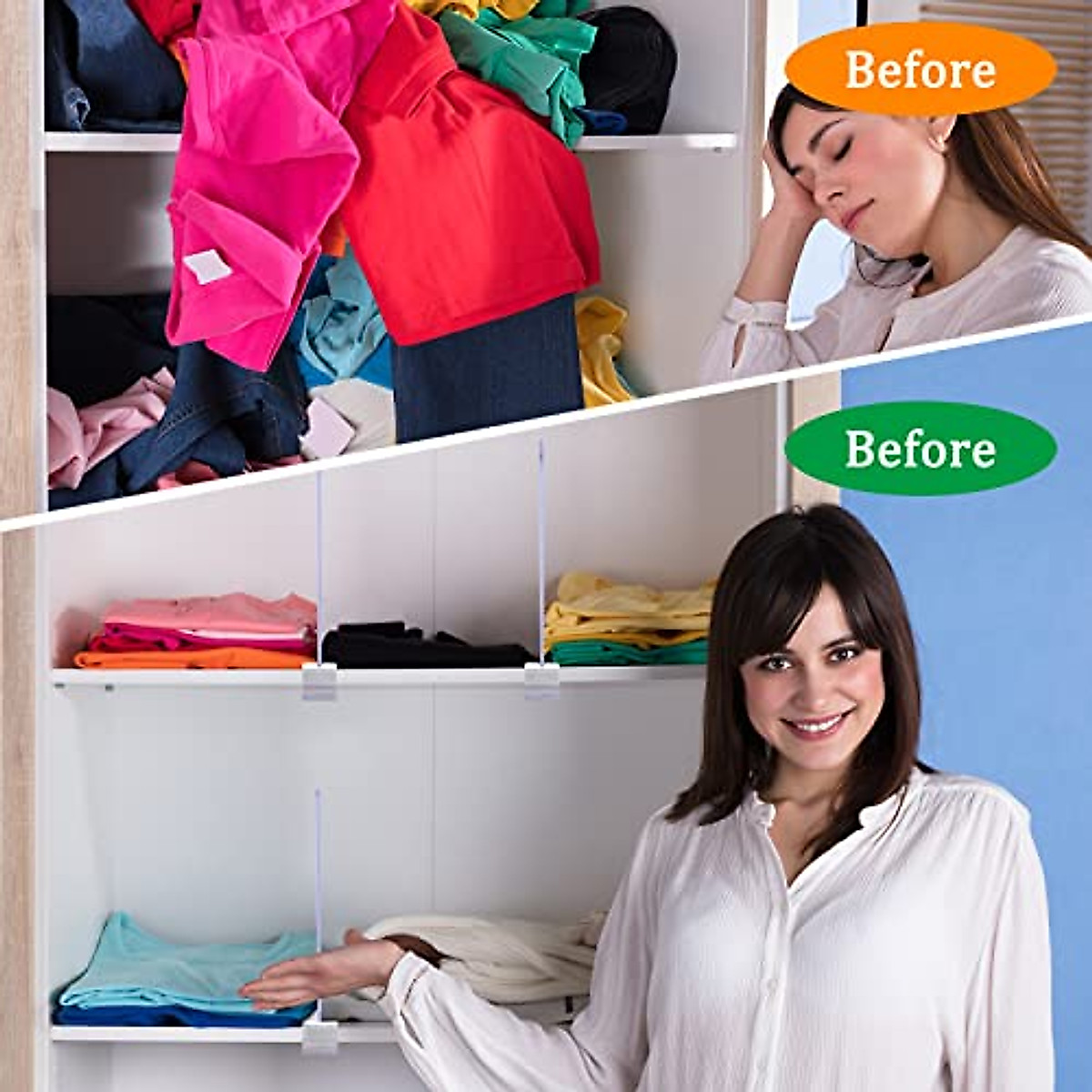 Kosiehouse Shelf Divider for Wood Closet, Sturdy Organizer Separator for Storage in Bedroom, Kitchen, Bathroom and Office Shelves, Easy Installation, Set of 8 (Acrylic)