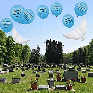 20 Pieces Blue Memorial Balloons,Biodegradable Funeral Remembrance Balloons and 6 Pieces 41.3 Inch Dove Balloons for release to Celebrate life, Bereavement, Condolences, Anniversary services