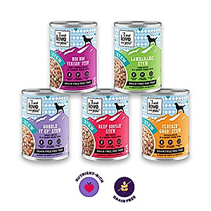 I AND LOVE AND YOU Wet Dog Food - Gobble It Up Stew - Turkey Recipe, Grain Free, Filler Free 13oz can, 12pk
