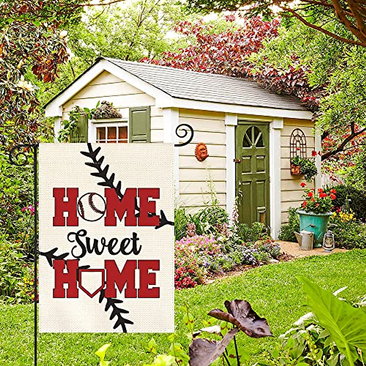 AVOIN Baseball Garden Flag Vertical Double Sided Home Sweet Home, Bat Ball Sport Softball Flag Yard Outdoor Decoration 12 x 18 Inch