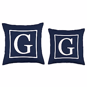 Monogram Gifts by designsanddesigns White English Alphabet Letter G Monogram Initial Navy Blue Throw Pillow, 16x16, Multicolor