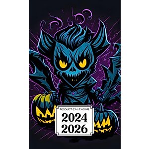 Pocket Calendar 2024-2026: Two-Year Monthly Planner for Purse , 36 Months from January 2024 to December 2026 | Colorful graffiti illustration | Halloween black window decoration