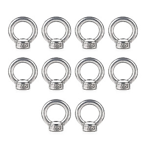Eowpower 10 Pieces 304 Stainless Steel M6 Ring Eye Bolts Threaded Nuts