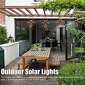 Outdoor Solar Lanterns, Vintage Solar Lights Waterproof Metal Vintage Solar Powered Lights for Garden Patio