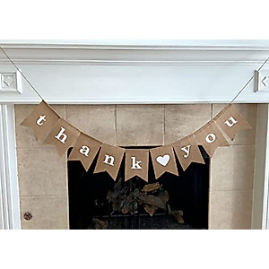 Shimmer Anna Shine Thank You Burlap Banner for Wedding Decorations Baby Shower Bridal Shower Baptism Birthday Party Supplies Photo Prop