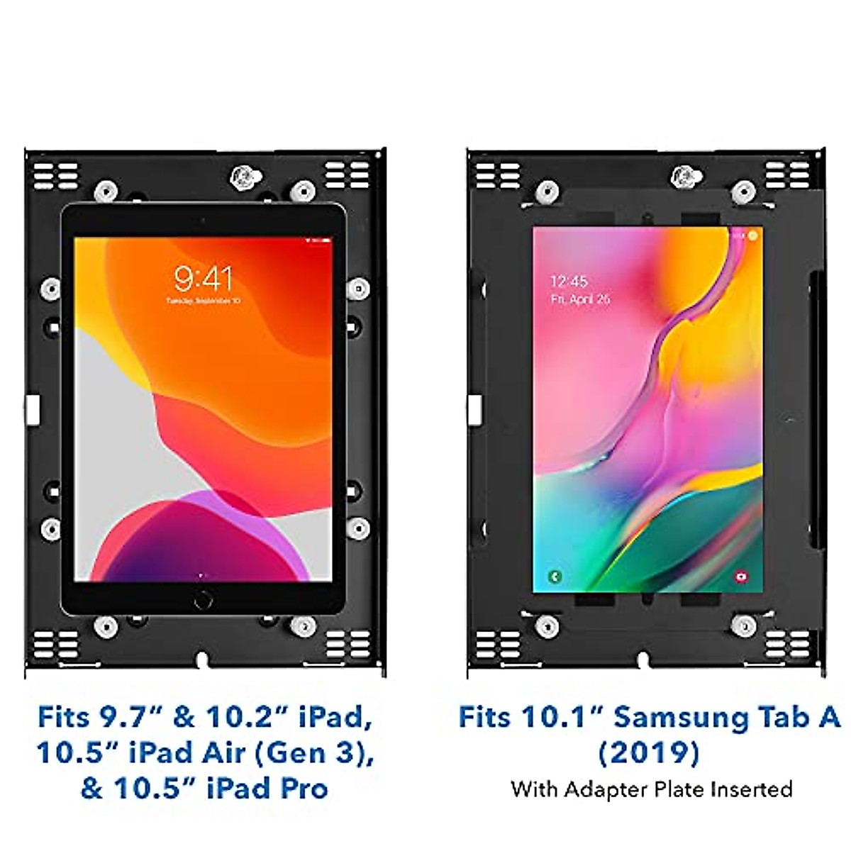 Mount-It! Anti-Theft Kiosk Stand for iPad, iPad Pro, iPad Air, Samsung Tab A | Secure iPad 10.2 Retail Kiosk | Locking Counter-Top Tablet Stand for 10.2 and 10.5" Tablets, Black