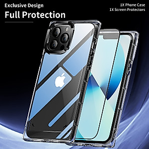 Jmltech for Clear iPhone 13 Pro Max Case Hybrid Silicone with Hard Back Shockproof Protective Drop Protection Phone Case Cover for iPhone 13 Pro Max