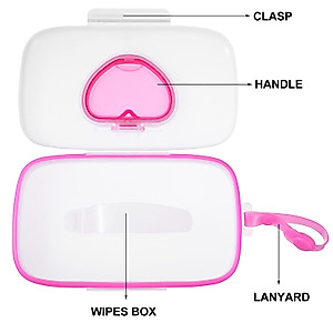 2Pcs On The Go Baby Wipes Dispenser Case Tissue Box Baby Wipe Holder Wipe Container for Outdoor Travel Car Pink