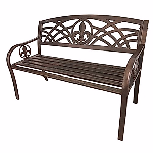 Leigh Country Fleur De Lis Metal Bench