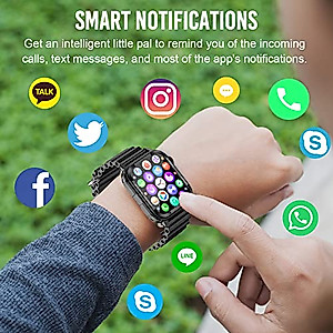 Indekos Smart Watches for Men Women,1.85" Big LCD Screen Bluetooth Calling Sport Rugged Fitness Tracker IP67 Life Waterproof Smartwatches Compatible with iPhone Android Phones (Black)