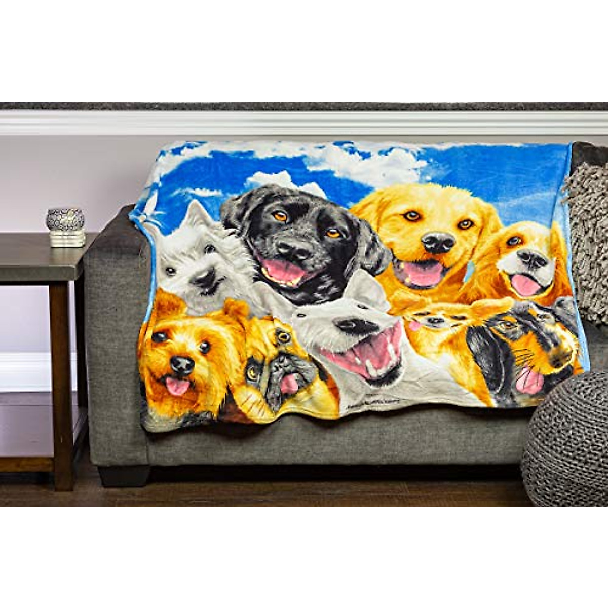 Dogs Selfie Super Soft Plush Fleece Throw Blanket & Puppy Collage Super Soft 50" x 60" Plush Fleece Throw Blanket by Jenny Newland