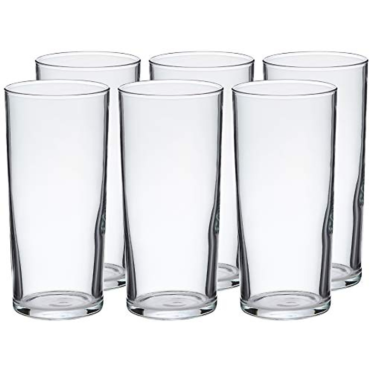 Amazon Basics Ridgecrest Coolers Glass Drinkware Set, 15.5-Ounce, Set of 6, Clear