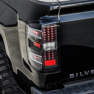 AKKON - For 2014 2015-2018 Chevy Silverado | GMC Sierra LH & RH Black Replacement LED Tail Lights Tail Lamps Pair Set